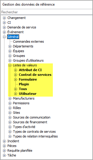 Listes de valeurs | Doc - Octopus
